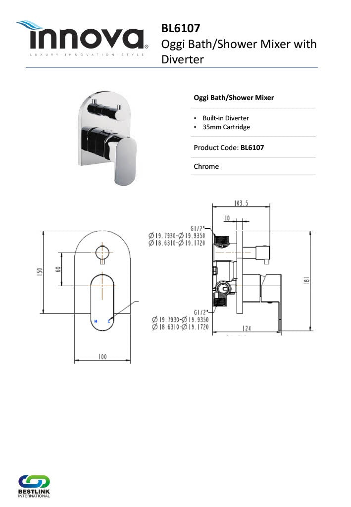 Innova BL6107 Oggi Bath/Shower Mixer with Diverter – 8Appliances