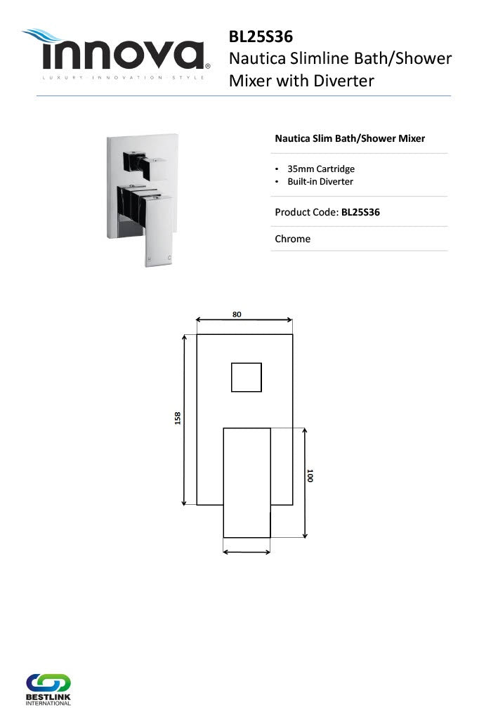 Innova BL25S36 Nautica Slimline Bath/Shower Mixer with Diverter ...