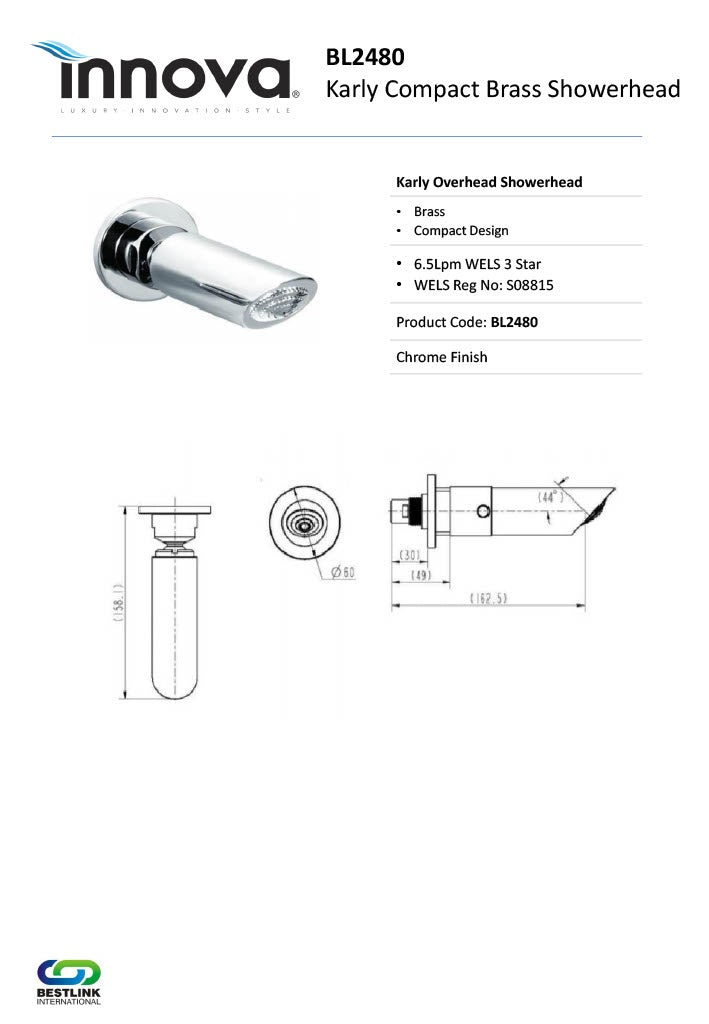 Innova BL2480 Karly Brass Shower Head – 8Appliances
