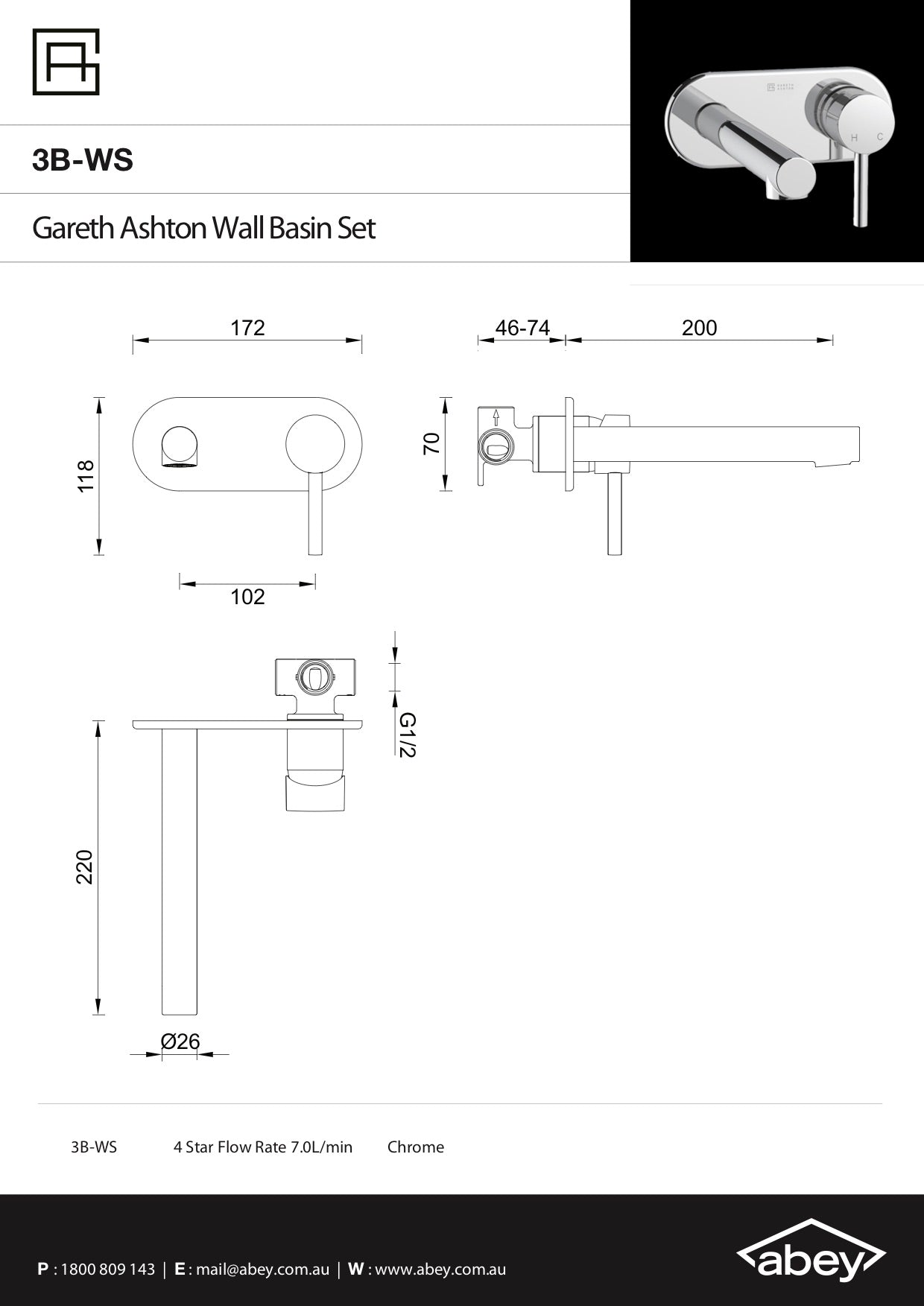 Gareth Ashton 3B-WS Lucia Wall Basin Set | 8Appliances