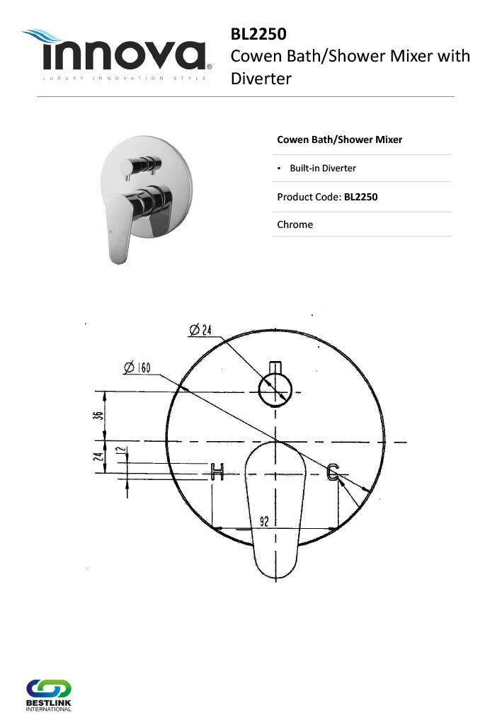 Innova BL2250 Cowen Bath/Shower Mixer with Diverter – 8Appliances