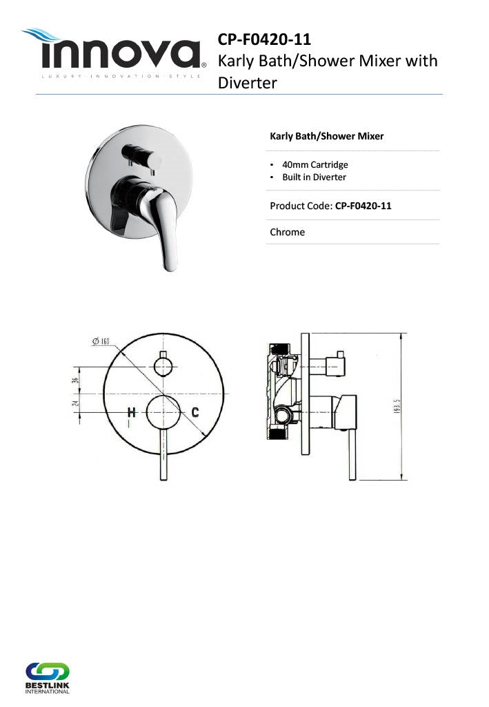Innova CPF042011 Karly Bath/Shower Mixer With Diverter – 8Appliances