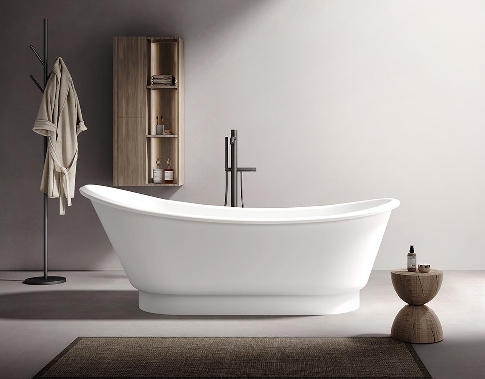 Kaskade VX110-1700 Naomi Freestanding Slipper Stone Bath with Overflow ...