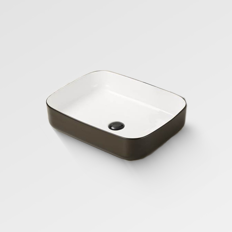 Innova B1092BW Above Counter Fine Rectangular Black & White Vessel Bas ...