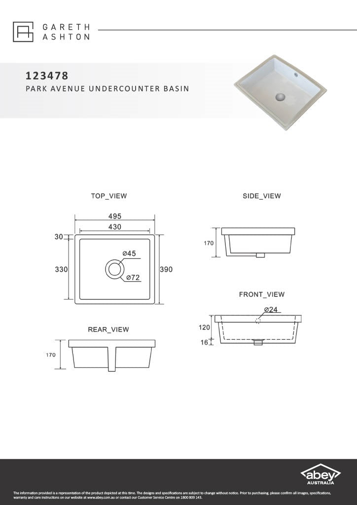 Gareth Ashton 123478 Park Avenue Undercounter Basin – 8Appliances