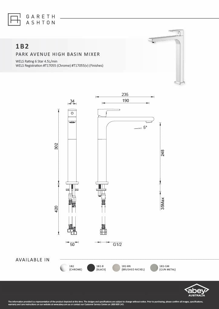 Gareth Ashton Floor Stock 1B2 Park Avenue Chrome High Basin Mixer ...