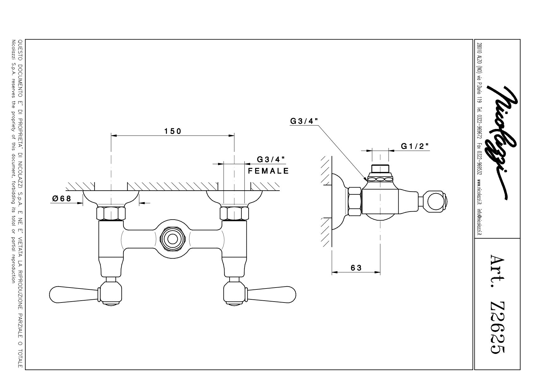 Nicolazzi Z2625W Brenta Exposed Shower Breech with White Lever Handles ...