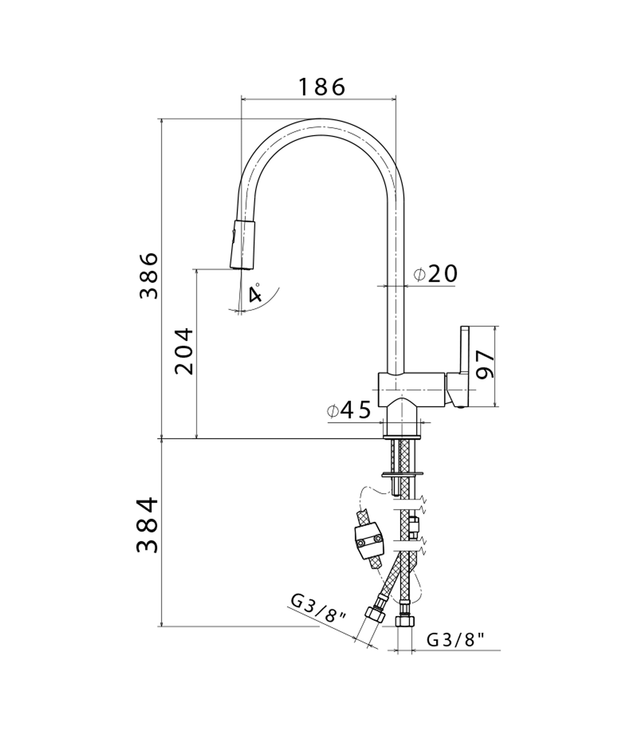 Newform 65925Q Ergo Kitchen Mixer with Pull-Out Hand Spray – 8Appliances