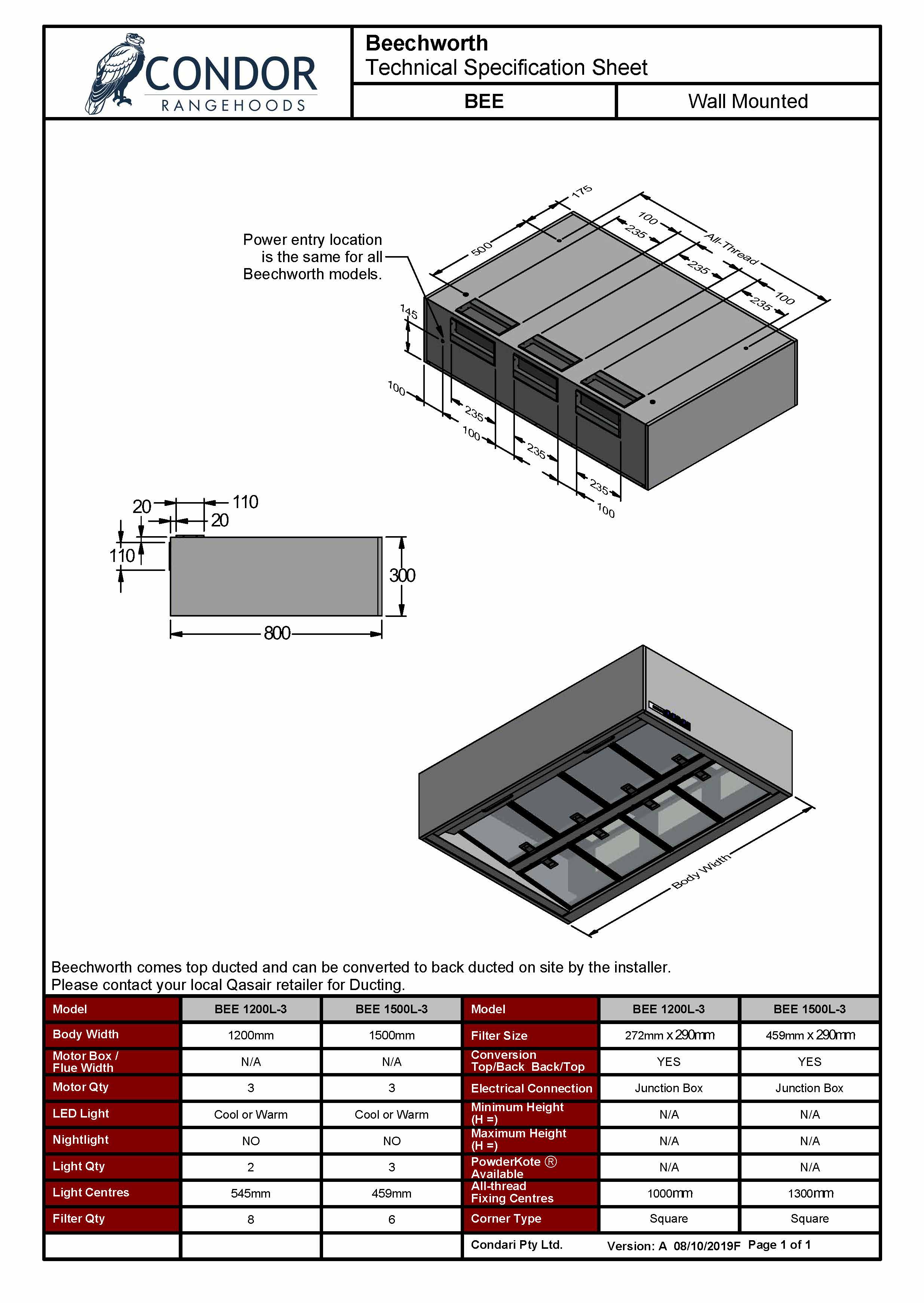 Condor Beechworth Wall Mounted Rangehoods – 8Appliances
