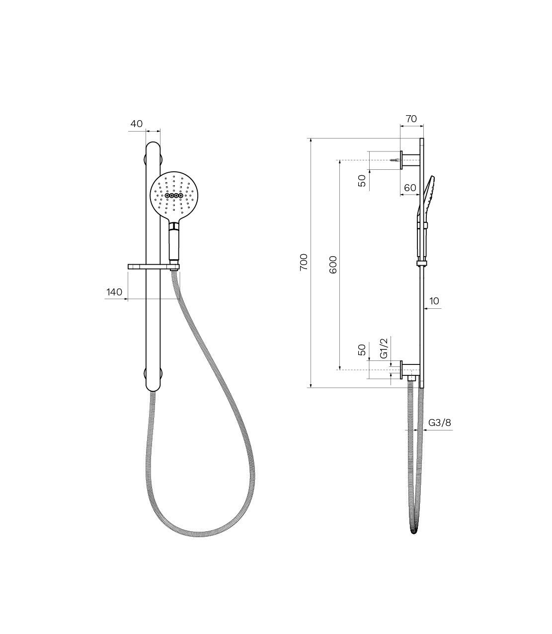 Parisi E2.SR Elli II Sliding Rail with Hand Shower – 8Appliances