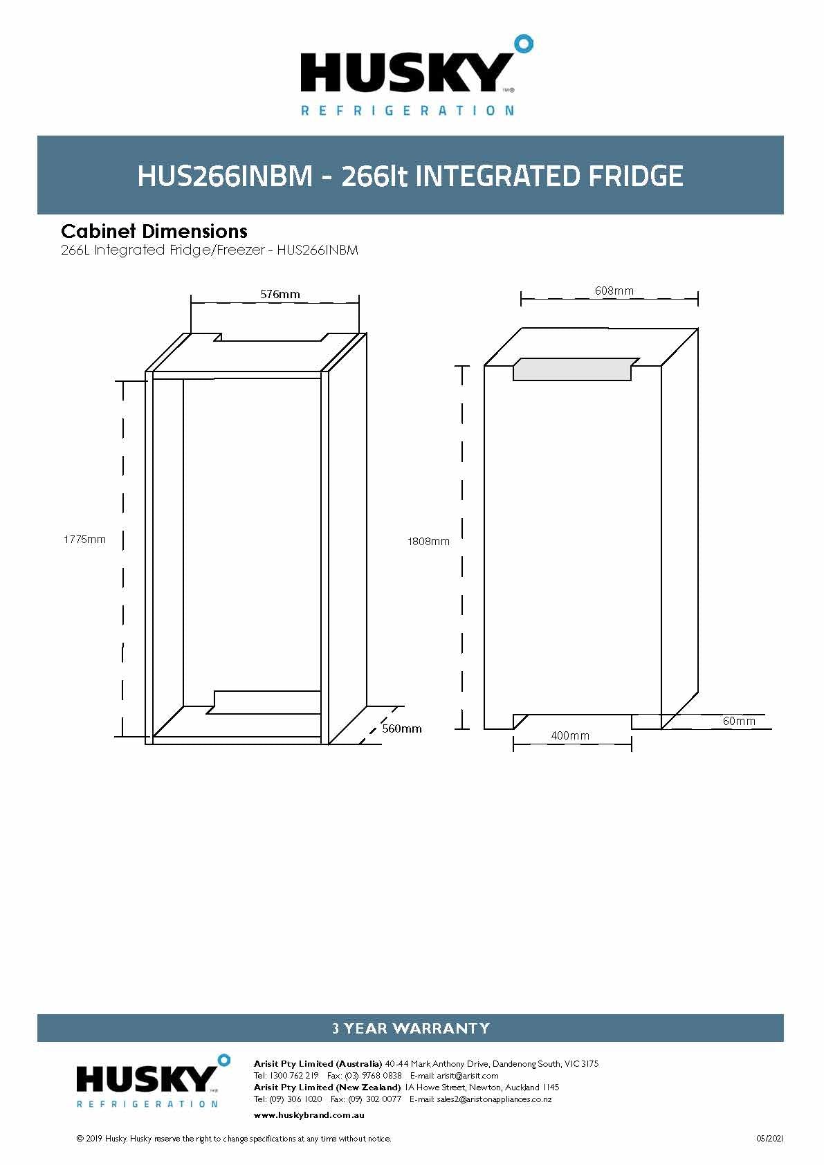 Husky HUS-266INBM.1 266L Integrated Fridge/Freezer – 8Appliances